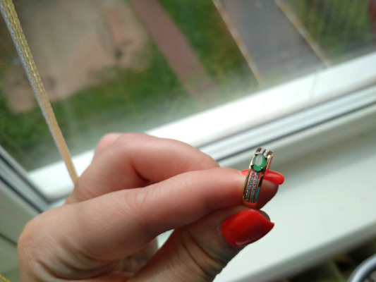 Золотое кольцо с сапфирами и бриллиантами VESNA JEWELRY: розовое золото ...