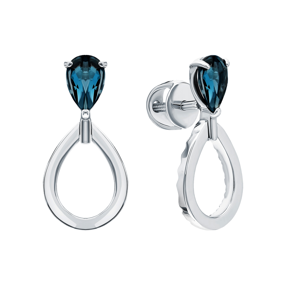 Золотые серьги с фианитами и топазами МОСКОВСКИЙ ЦЕПЕВЯЗАЛЬНЫЙ ЗАВОД ...