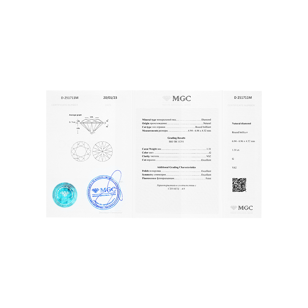 Золотое кольцо с бриллиантами БРИЛЛИАНТЫ ЯКУТИИ 73161-K7W-17: белое ...