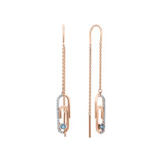 Золотые серьги с фианитами и топазами МОСКОВСКИЙ ЦЕПЕВЯЗАЛЬНЫЙ ЗАВОД ...