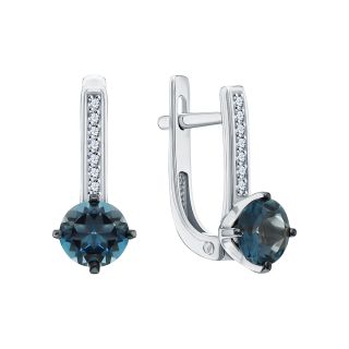 Золотые серьги с фианитами и топазами природными МОСКОВСКИЙ ...