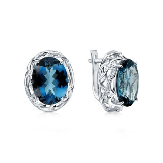 Золотые серьги с бриллиантами природными и топазами природными АКАДЕМИЯ ...