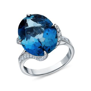 Золотое кольцо с топазами и бриллиантами БРИЛЛИАНТЫ ЯКУТИИ 01-1286/5 ...