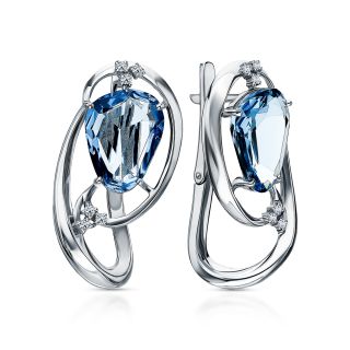 Золотые серьги с топазами и бриллиантами БРИЛЛИАНТЫ ЯКУТИИ 02-2441/5 ...