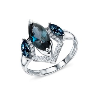 Золотое кольцо с бриллиантами природными и топазами природными ...